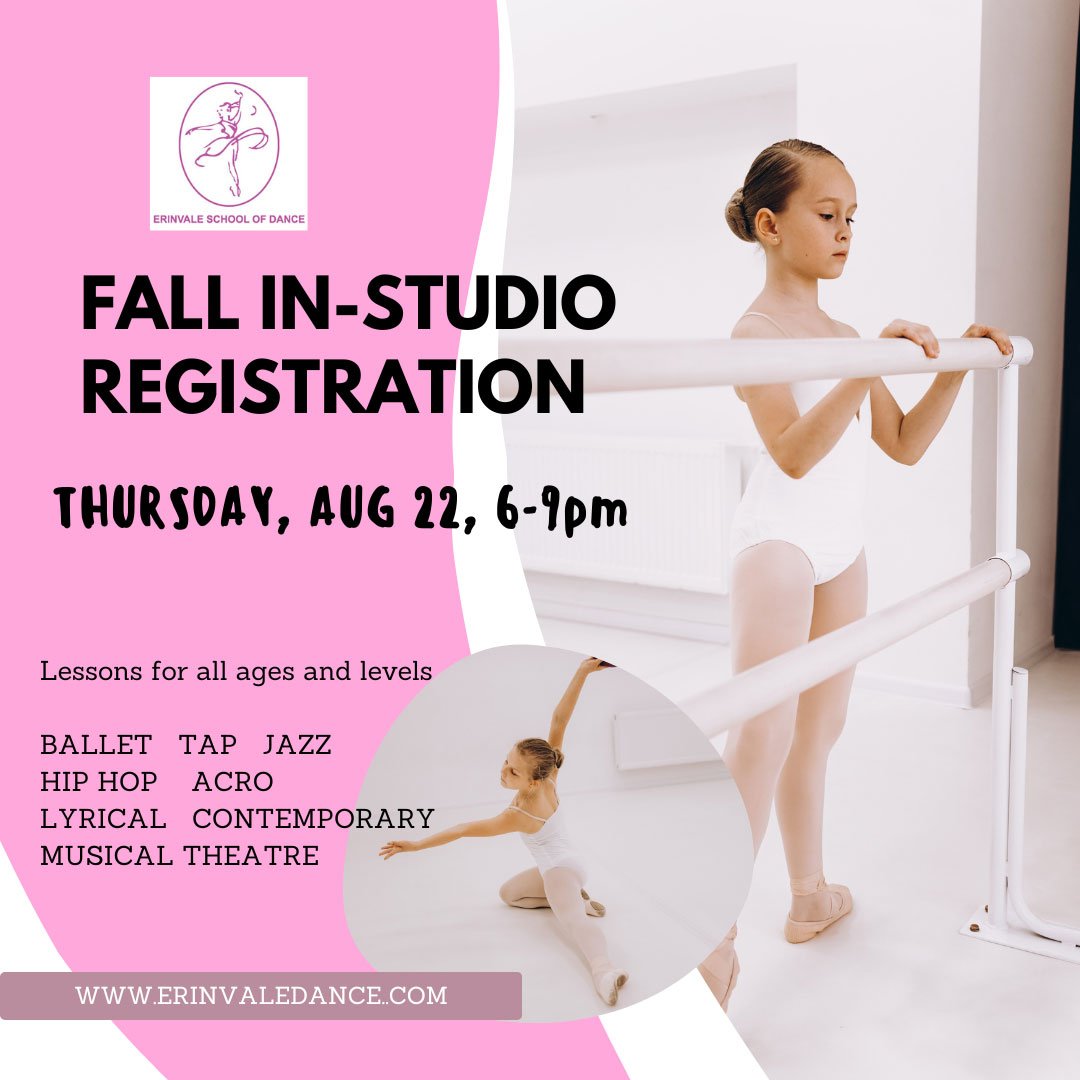 Fall In-Studio Registration - Erinvale School of Dance